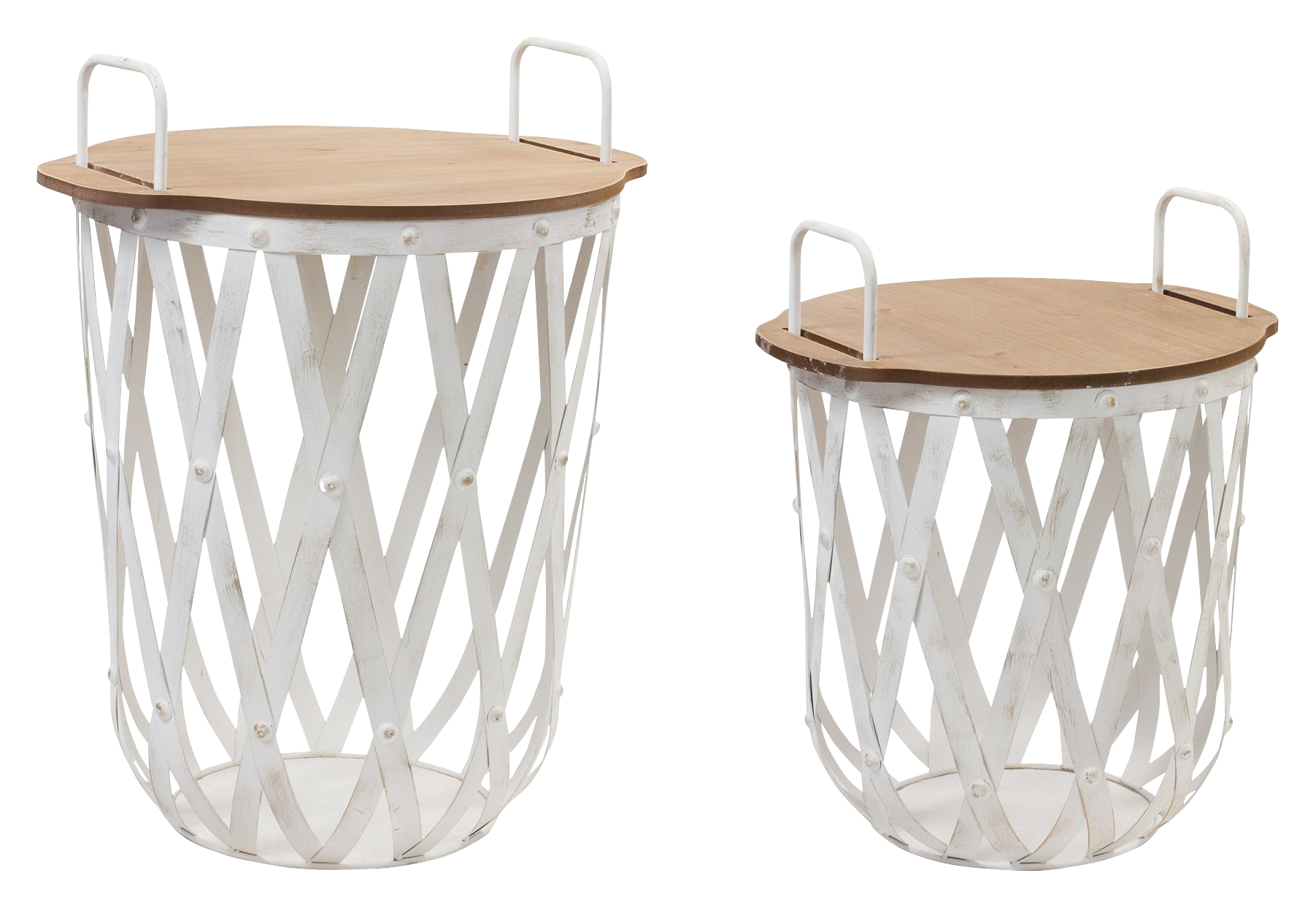 Melrose International Metal and Wood Side Basket Tables Set of 2 | Mack ...